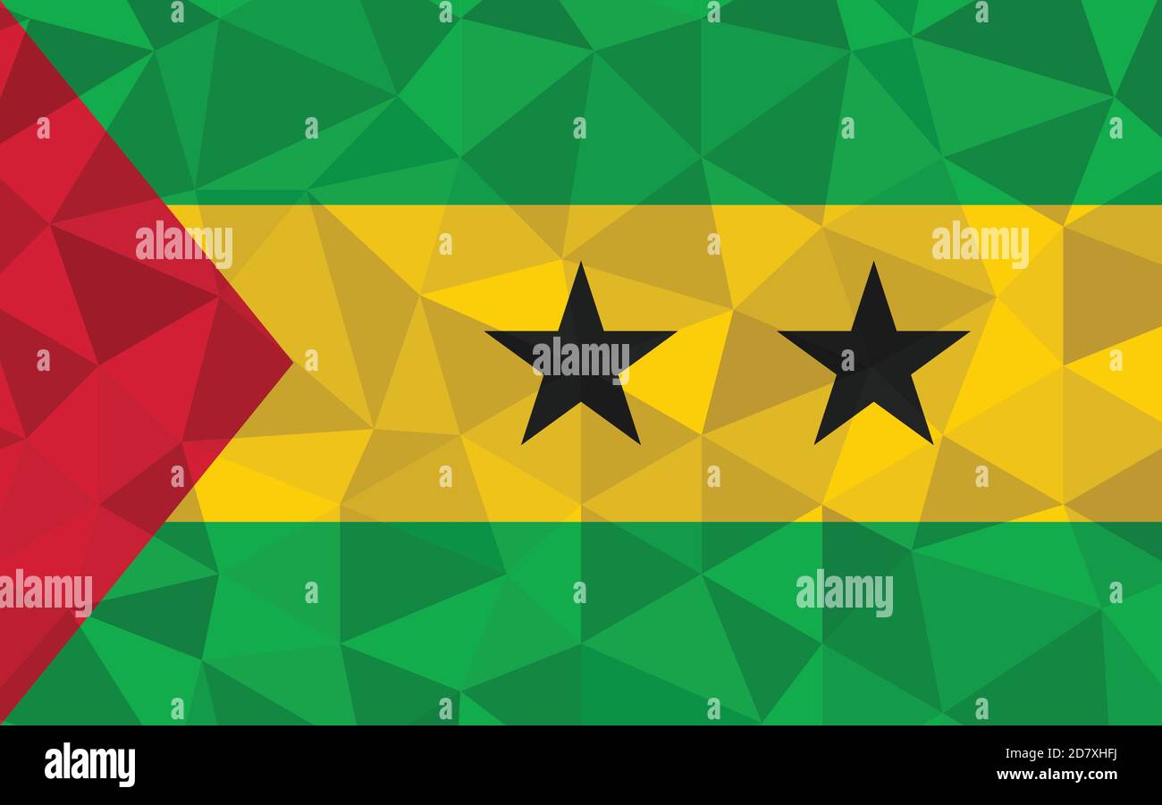 Low poly Sao Tome and Principe flag vector illustration. Triangular Sao ... Low poly Sao Tome and Principe flag vector illustration. Triangular Sao ...