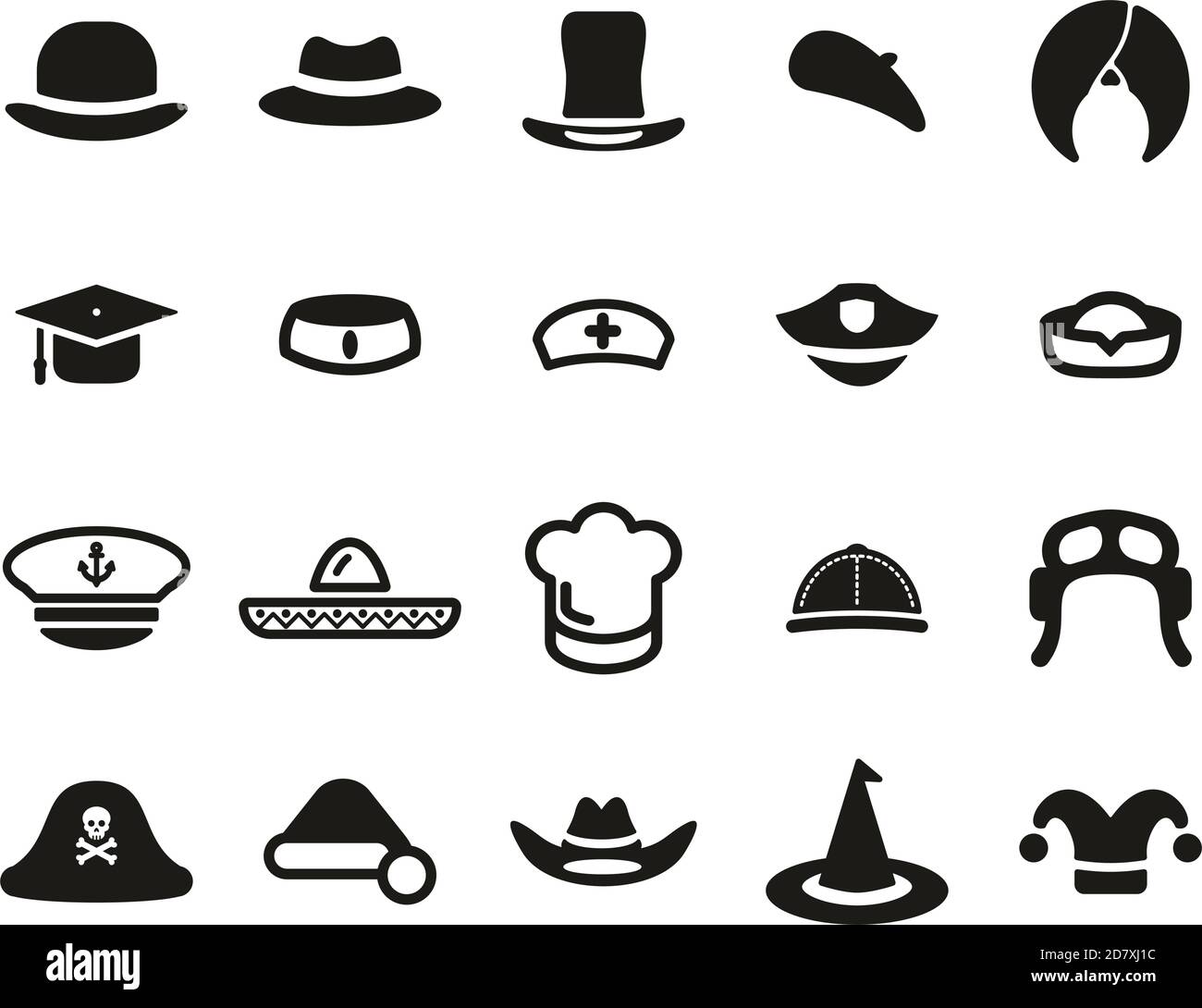 Hat Icons Black & White Set Big Stock Vector Image & Art - Alamy