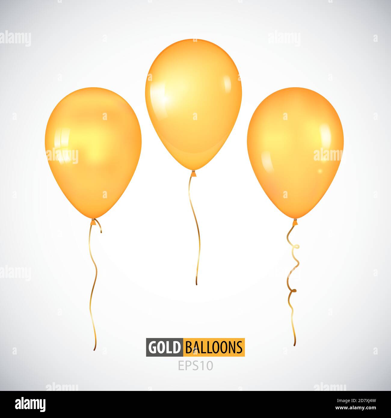 Realistic 3D transparent yellow helium balloons isolated on white ...