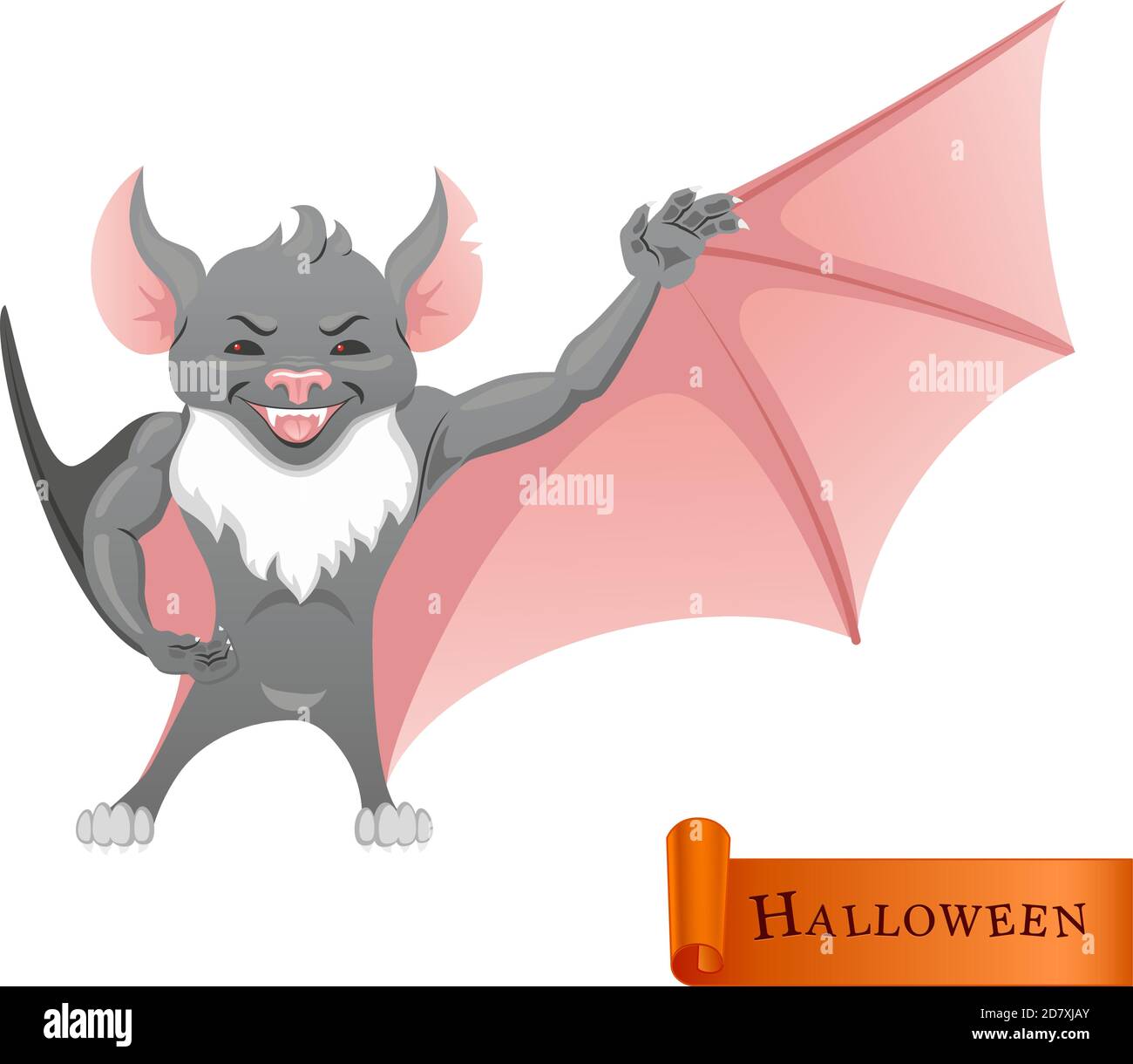 Cartoon funny Bat character with banner - Halloween. haracter for ...