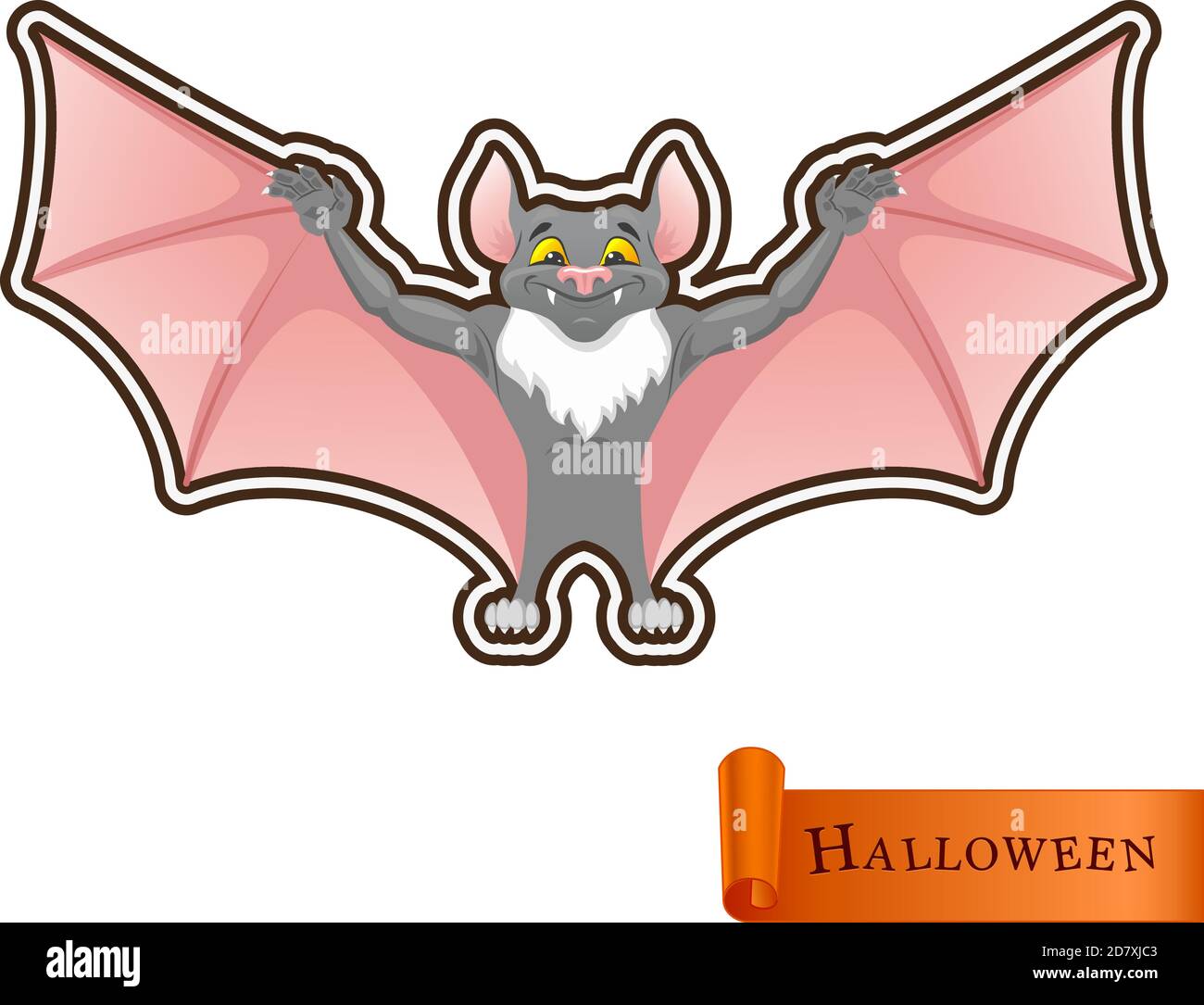 Cartoon funny Bat character with banner - Halloween. Character for ...