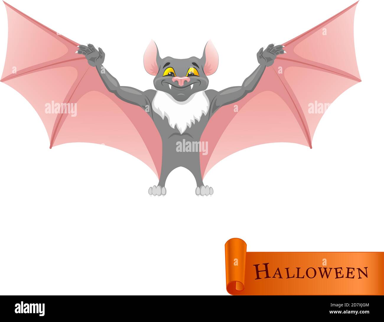 Cartoon funny Bat character with banner - Halloween. Character for ...
