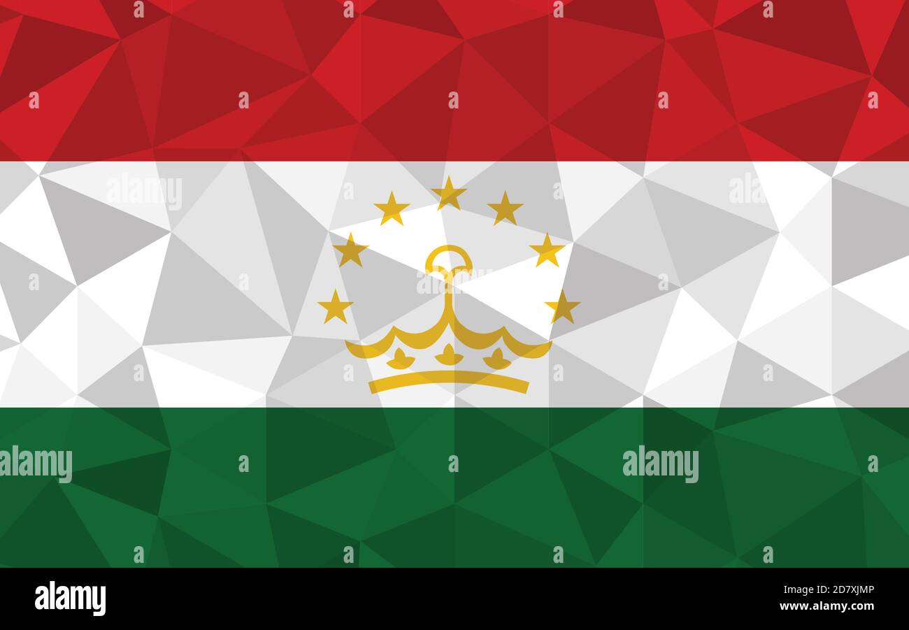 Low poly Tajikistan flag vector illustration. Triangular Tajikistani ...