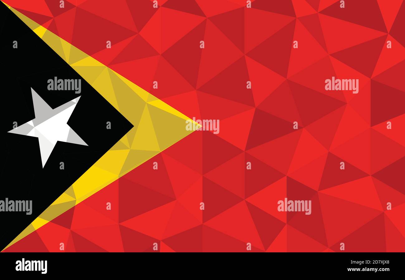 Low poly Timor Leste flag vector illustration. Triangular Timorese flag ...
