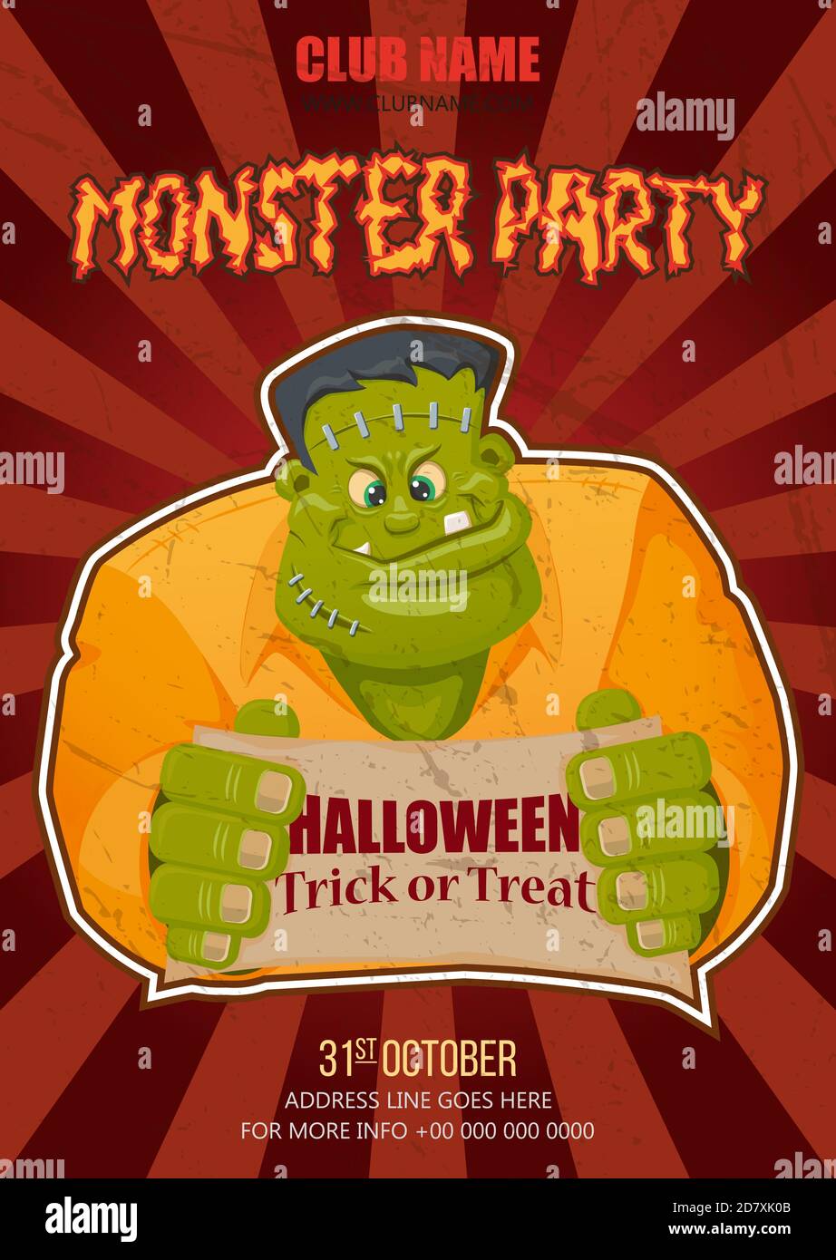 Halloween night party with Frankenstein monster character design ...