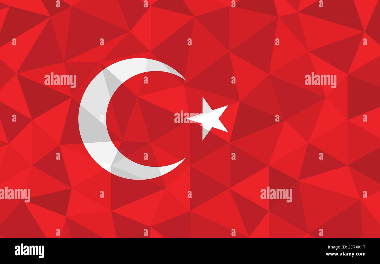 Low poly Turkey flag vector illustration. Triangular Turkish flag ...