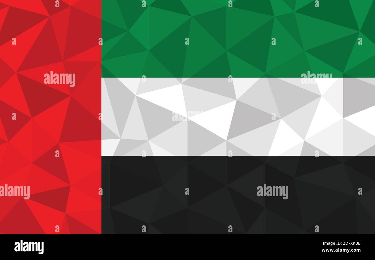 Low poly United Arab Emirates flag vector illustration. Triangular ...