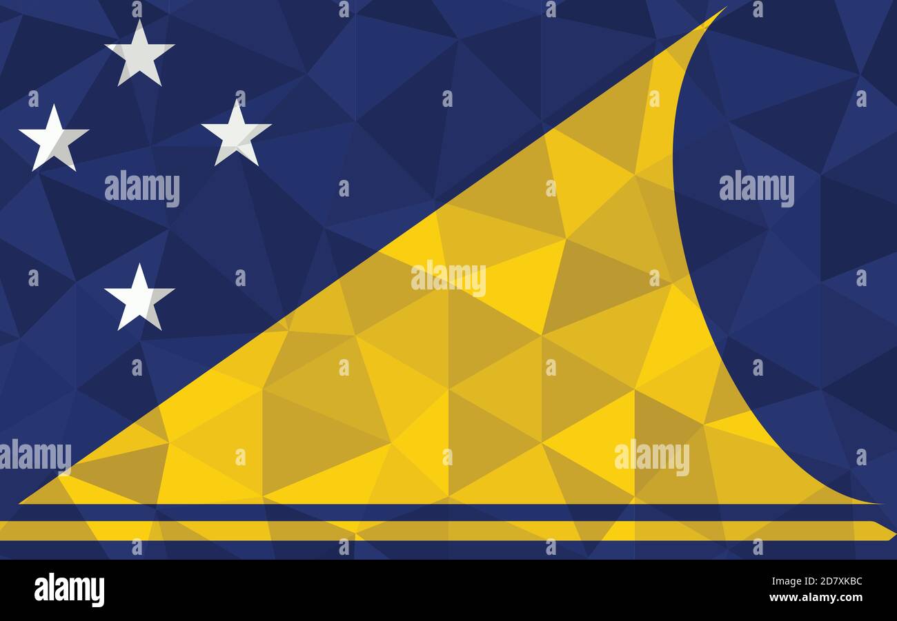 Low poly Tokelau flag vector illustration. Triangular Tokelauan flag ...