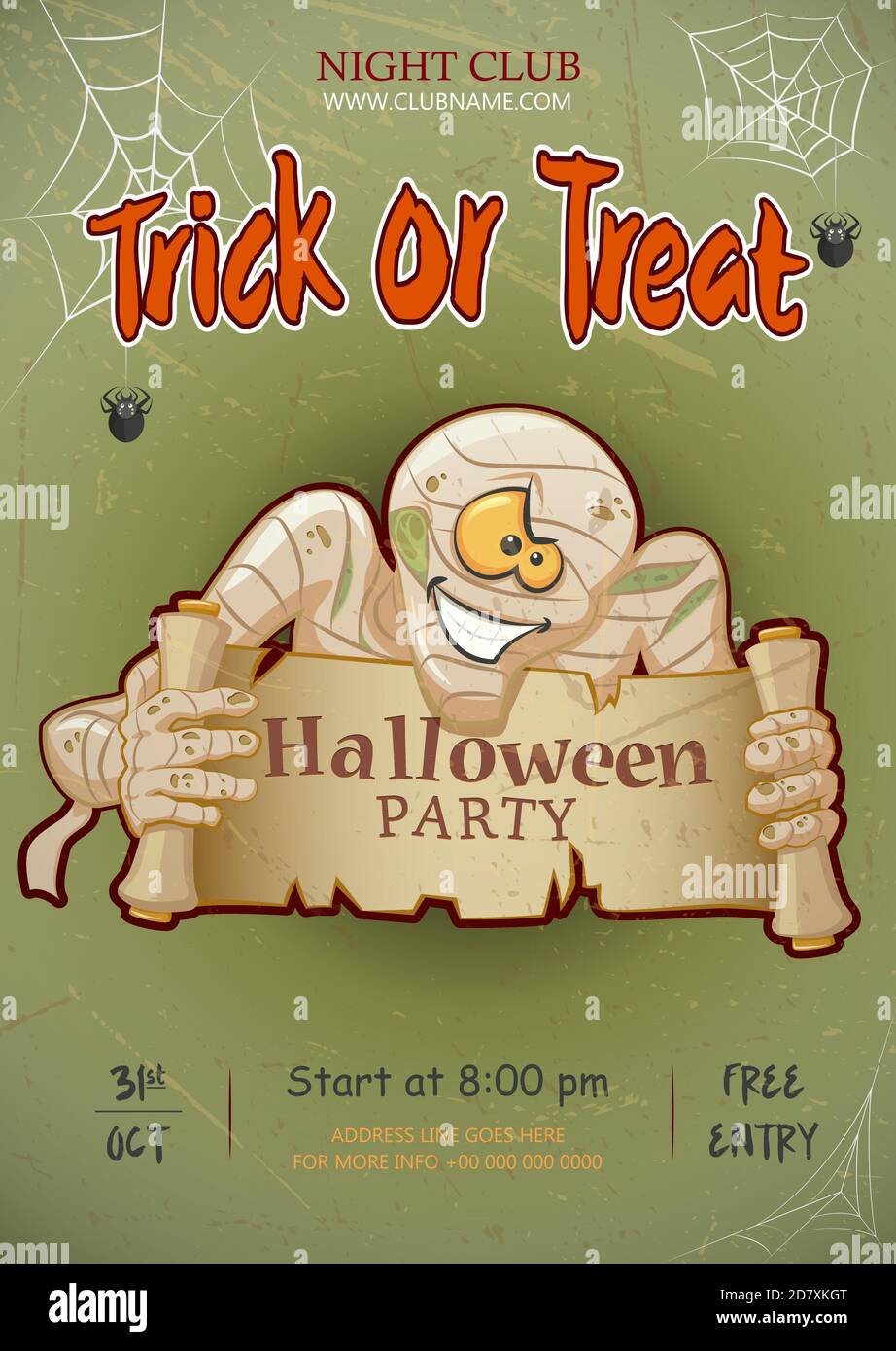 Halloween night party with mummy monster character design background ...