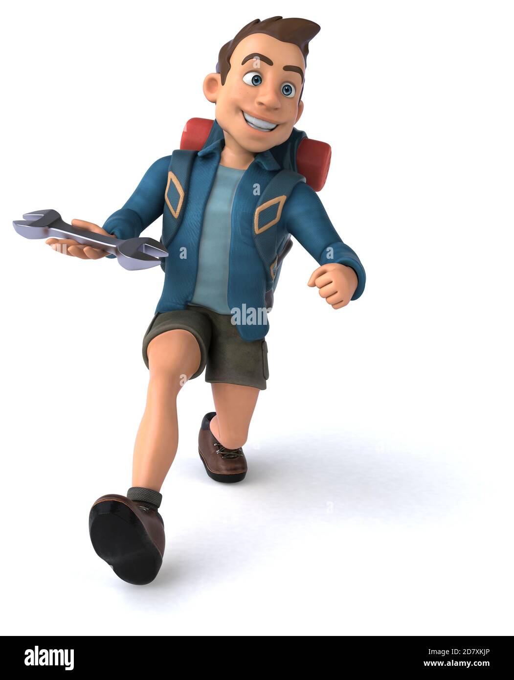 Fun illustration of a 3D cartoon backpacker Stock Photo - Alamy