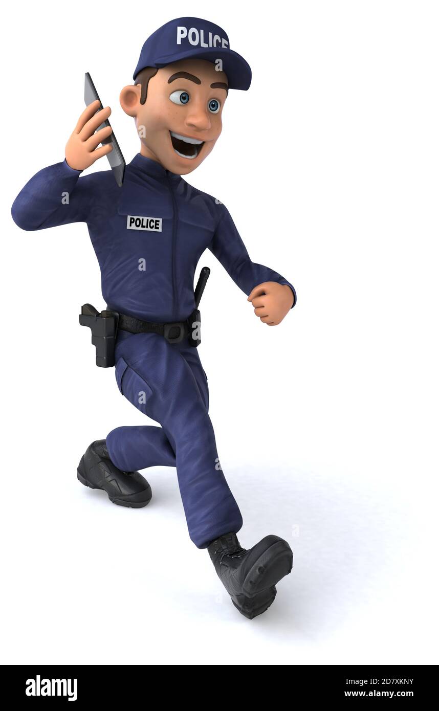 Fun 3D illustration of a cartoon Police Officer Stock Photo - Alamy