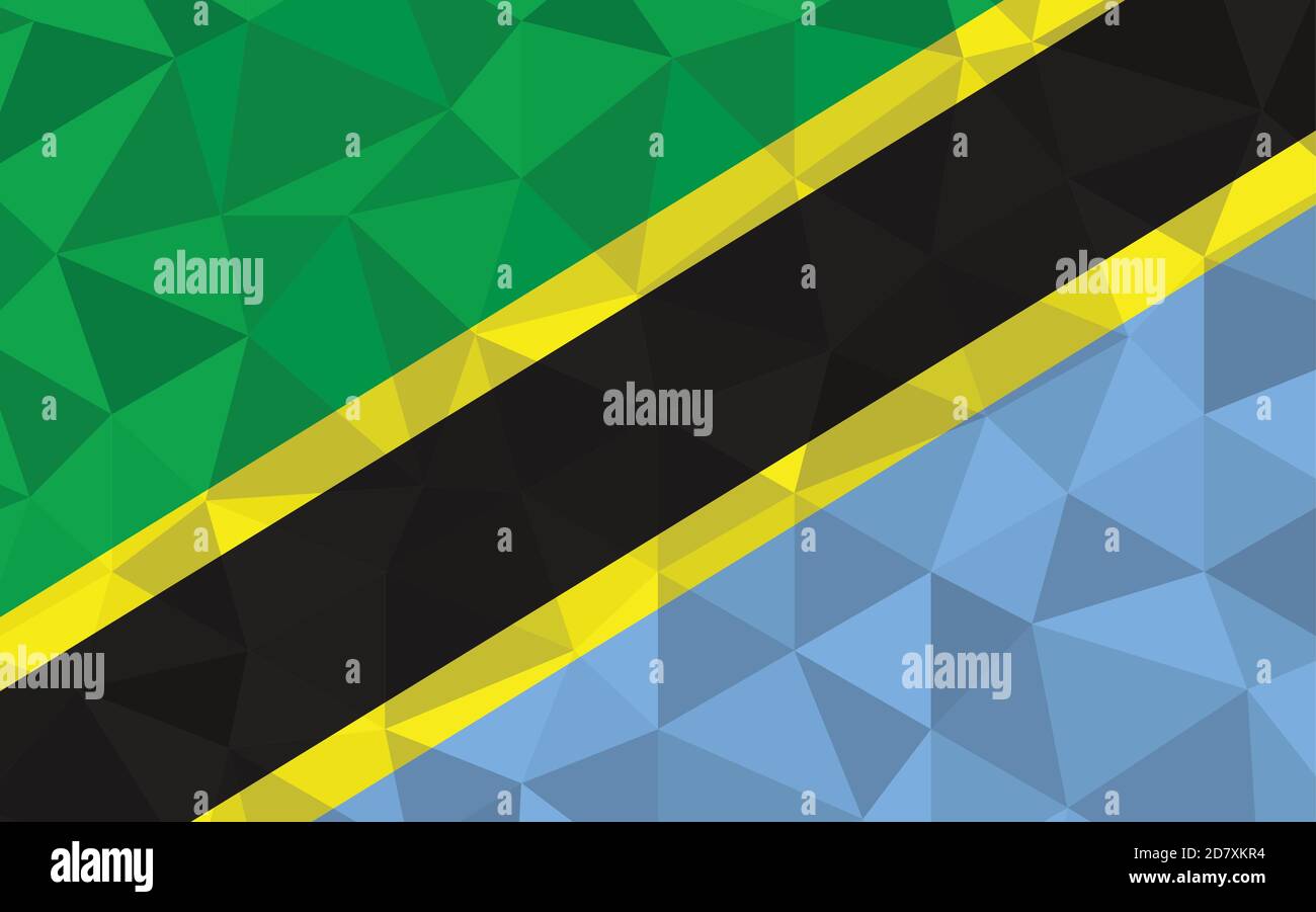 Low poly Tanzania flag vector illustration. Triangular Tanzanian flag ...