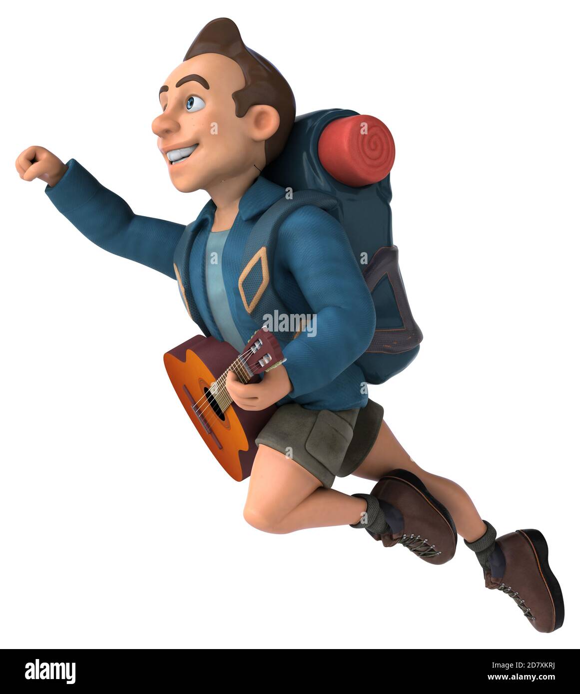 Fun illustration of a 3D cartoon backpacker Stock Photo - Alamy