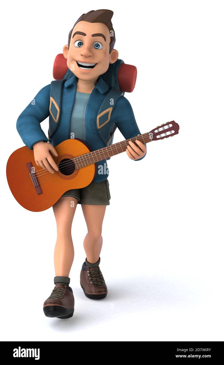 Fun illustration of a 3D cartoon backpacker Stock Photo - Alamy