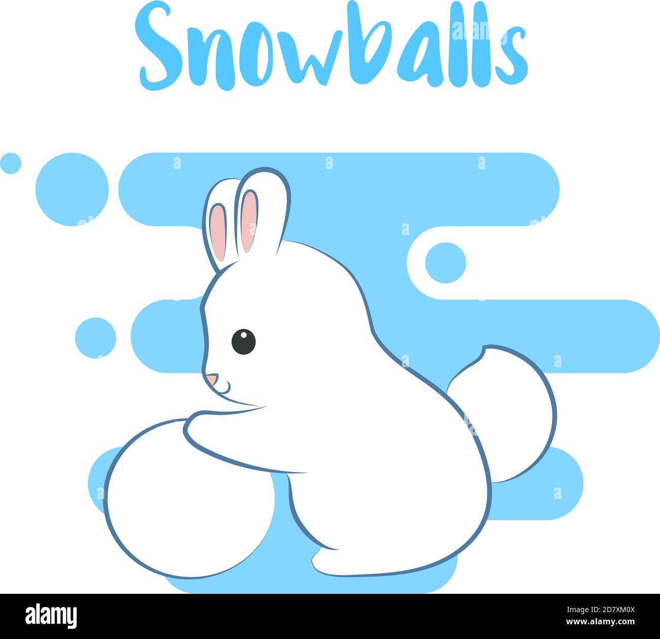 Winter time. Rabbit makes snowball. Cartoon style Stock Vector Image ...