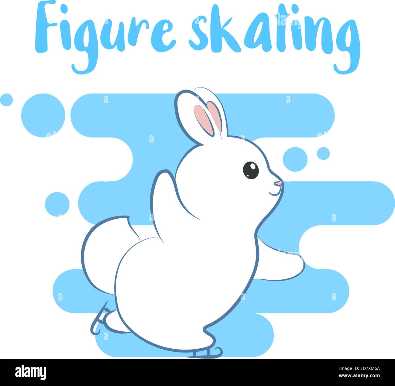 Winter sport. Rabbit ice skating. Figure skating. Cartoon style Stock ...