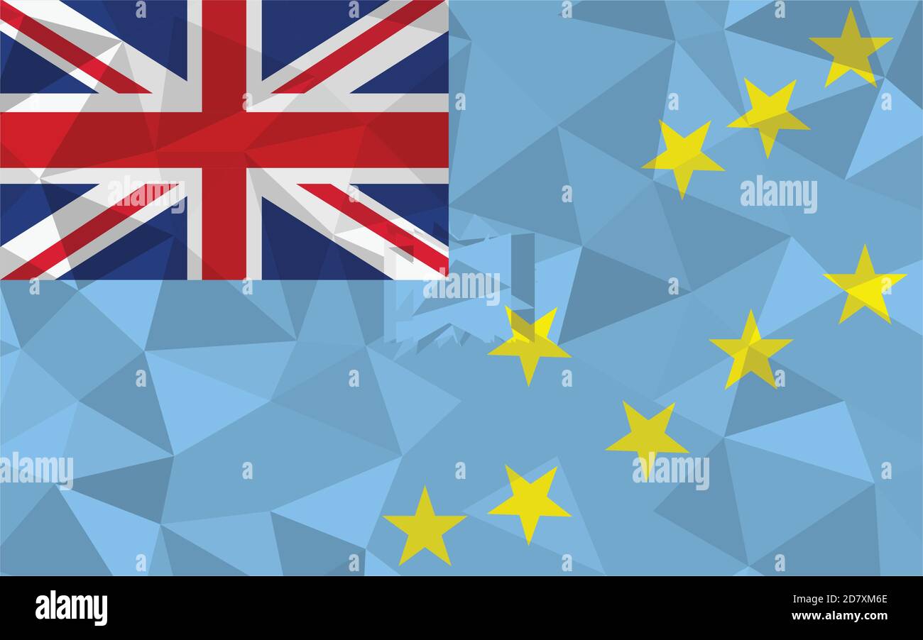 Low poly Tuvalu flag vector illustration. Triangular Tuvaluan flag ...