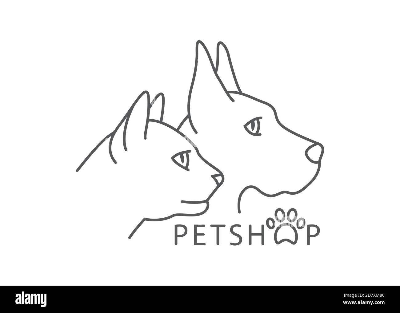 Pet Shop Line drawing Vector pet shop in line style on white background ...