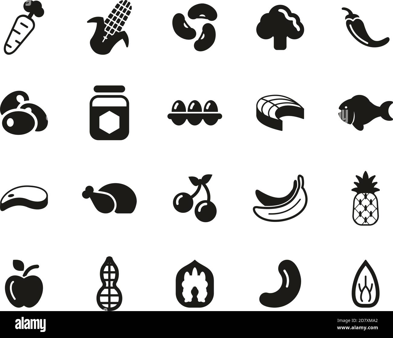 Healthy Food Icons Black & White Set Big Stock Vector Image & Art - Alamy