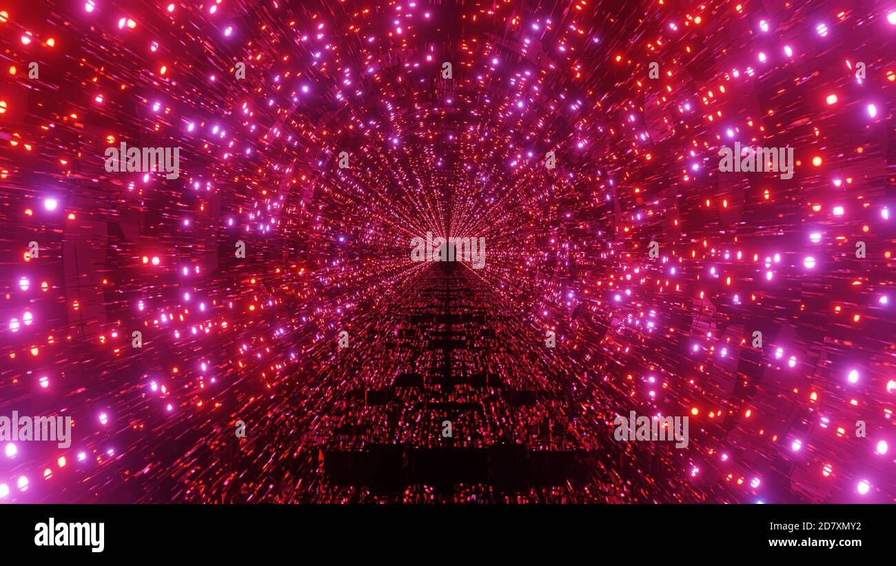 glowing red neon and pink neon lights particle light rays on a abstract ...