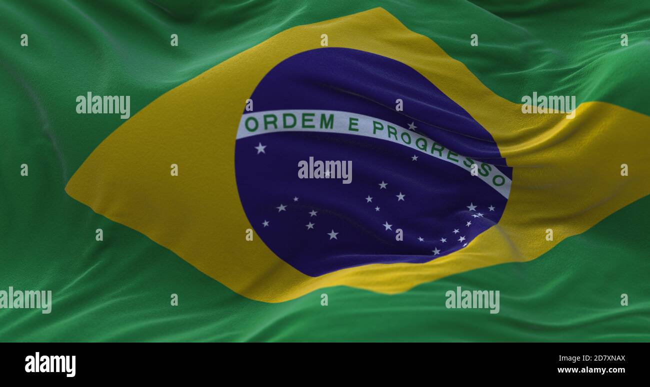 Brazil flag waving in the wind. 3D rendering Stock Photo - Alamy