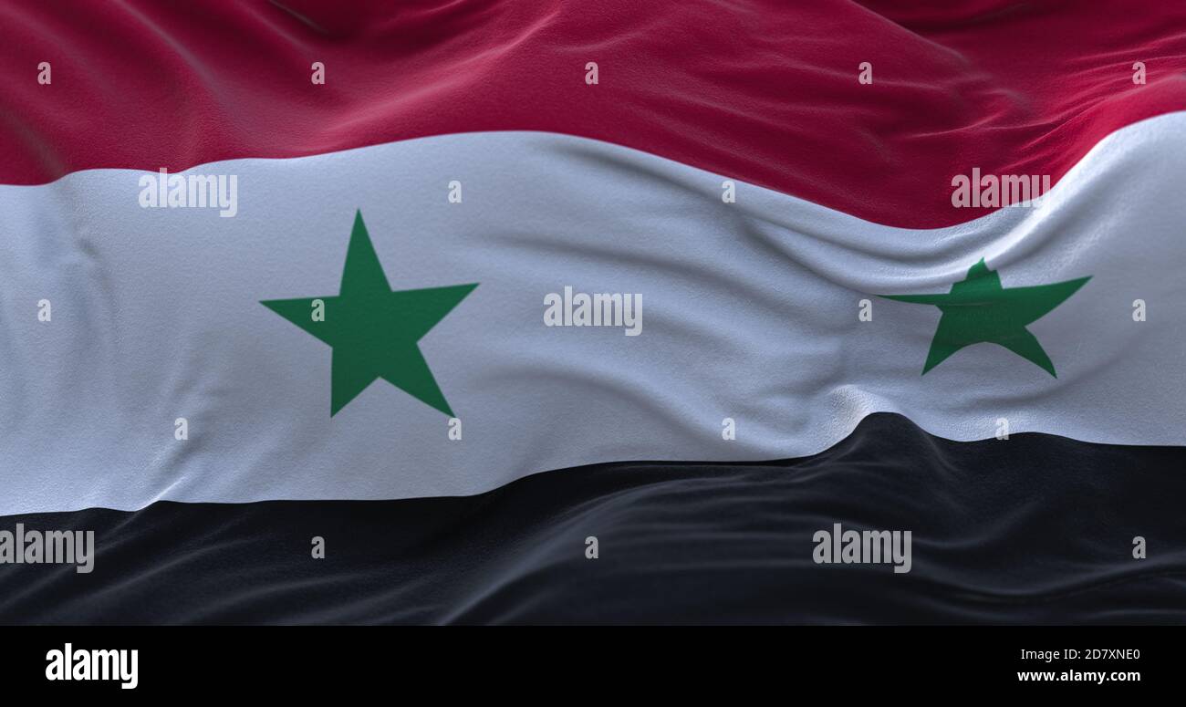 Syria flag waving in the wind. 3D rendering Stock Photo - Alamy