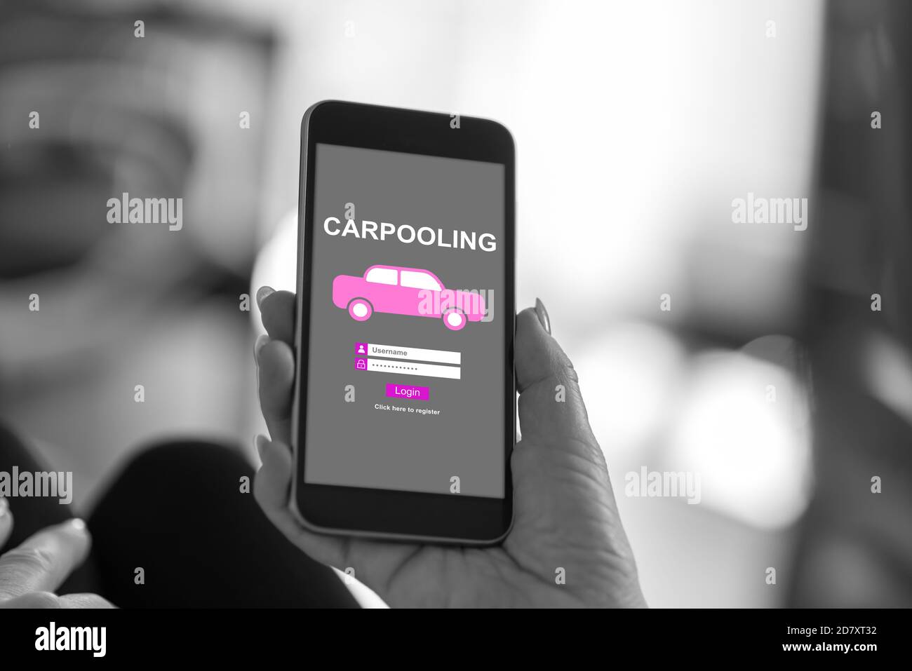 Smartphone screen displaying a carpooling concept Stock Photo - Alamy