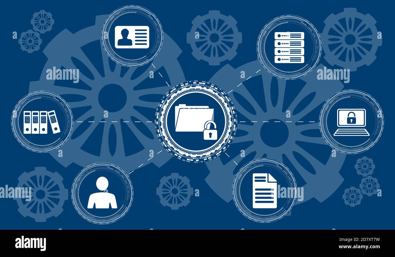 Concept of data protection with connected icons Stock Photo - Alamy