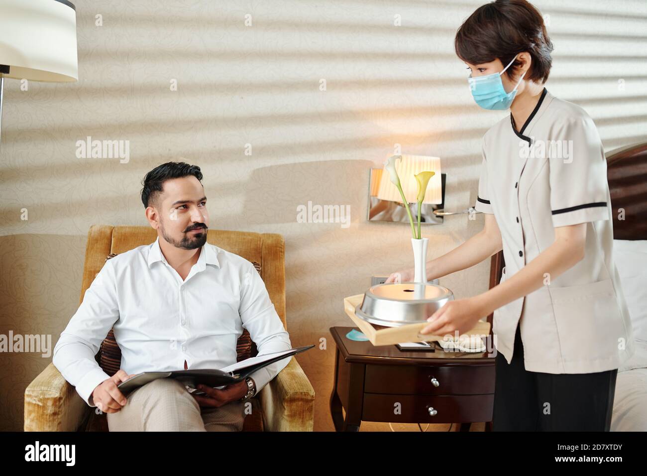 Fresh breakfast for hotel guest Stock Photo - Alamy