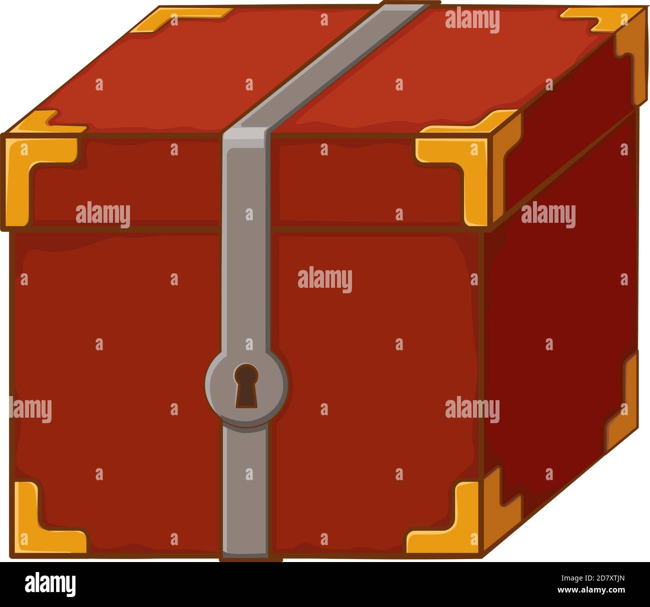 Chest with closed cover isolated on the white background. Cartoon style ...