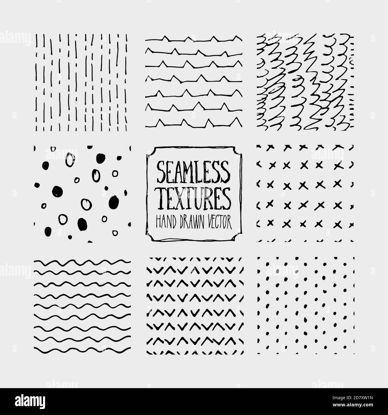 Set of hand drawn marker seamless patterns. Original art Stock Vector ...
