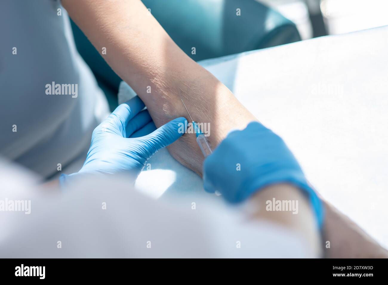 Close up picture of human hands making intravenous injection Stock ...