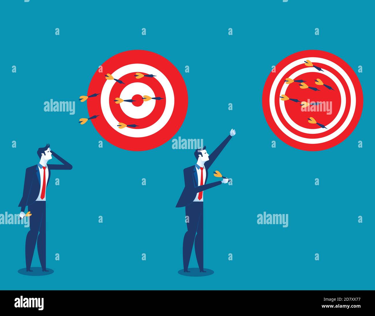 Businessman throwing darts at dart board. Concept business success ...