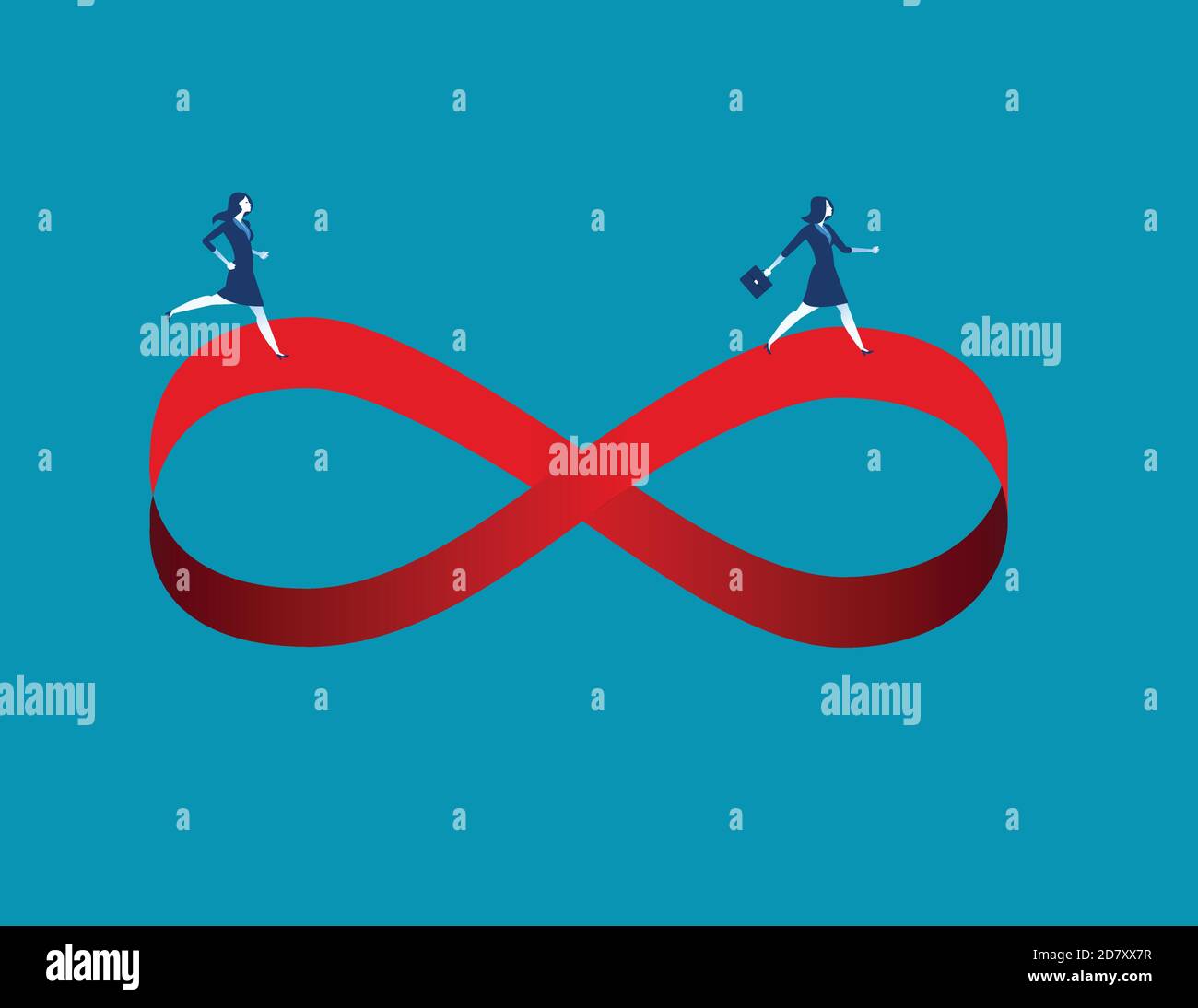 Businesswomen running on infinity symbol. Concept business image ...