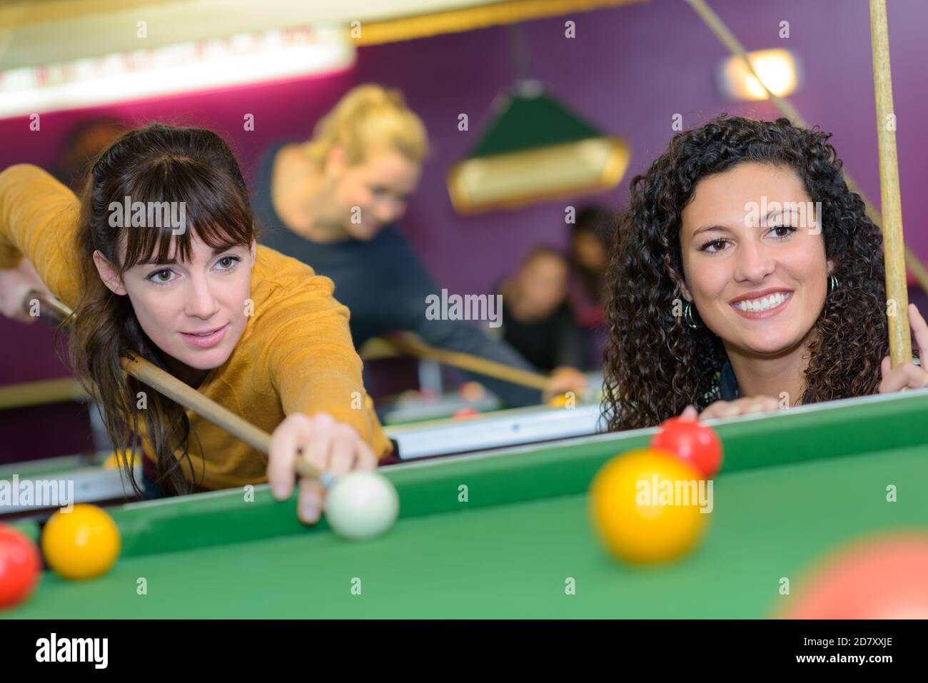 Pool table cue women hi-res stock photography and images - Alamy