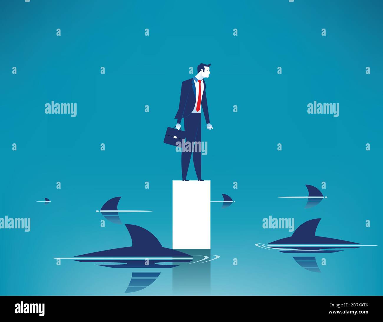 Surrounded shark. Concept business illustration. Vector cartoon ...