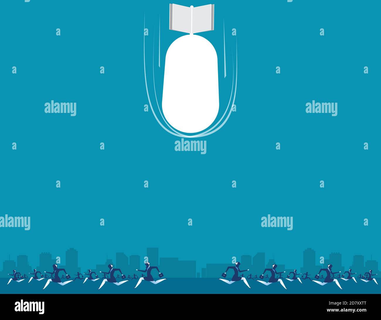 People running from large bomb. Concept business illustration. Vector ...