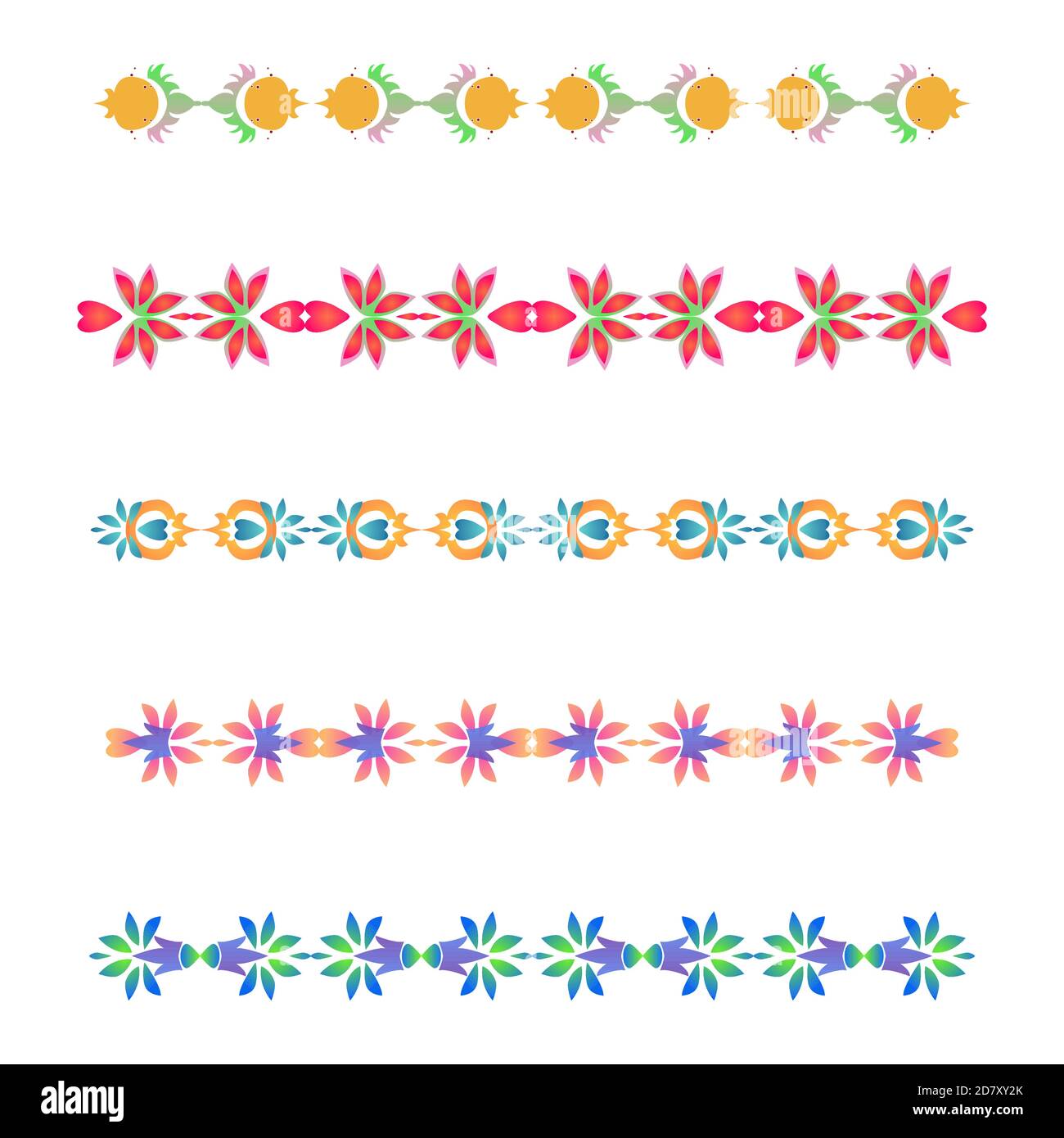 Ornaments with striped floral pattern. Ornamental border for braid ...