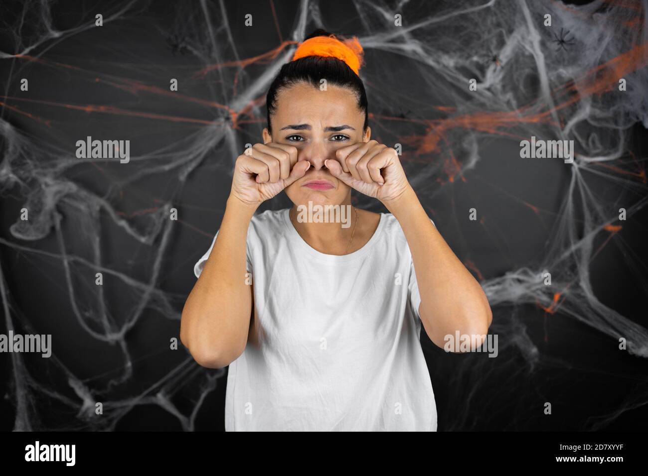 Woman and fear of spiders hi-res stock photography and images - Alamy