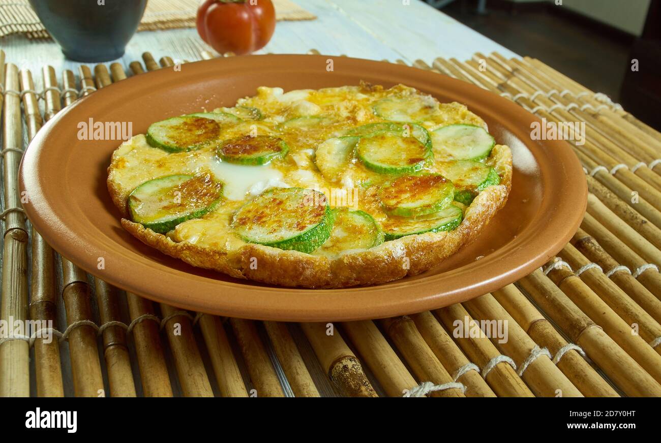 Greek Zucchini Omelet Avga me Kolokithakia close up Stock Photo - Alamy