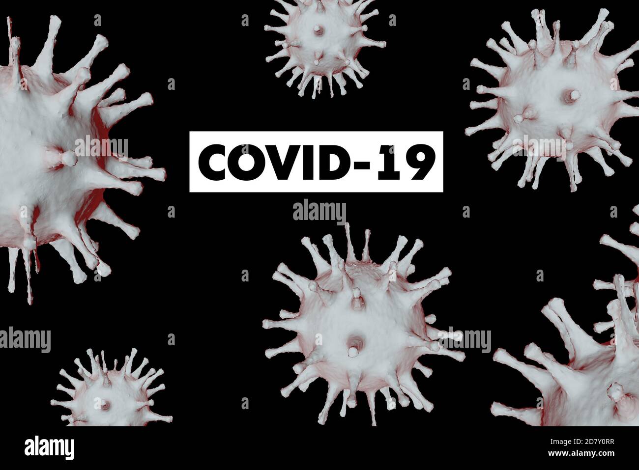 The inscription CAVID-19 on a black background with coronavirus ...