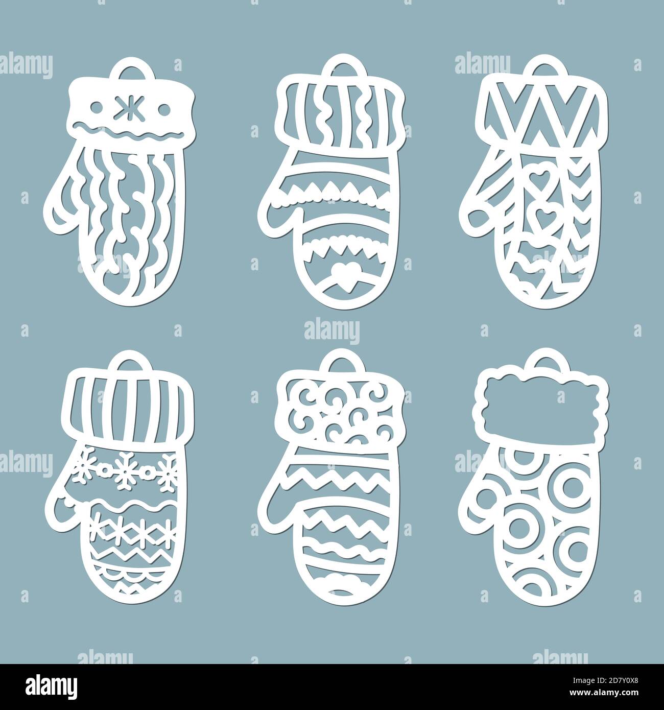 Laser cut template. Mittens Silhouette for cutting. Christmas paper ...