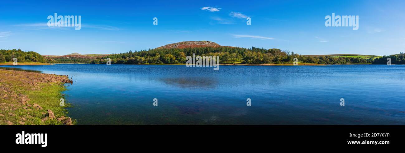 Panorama of Burrator Reservoir in Dartmoor National Park in Devon in ...