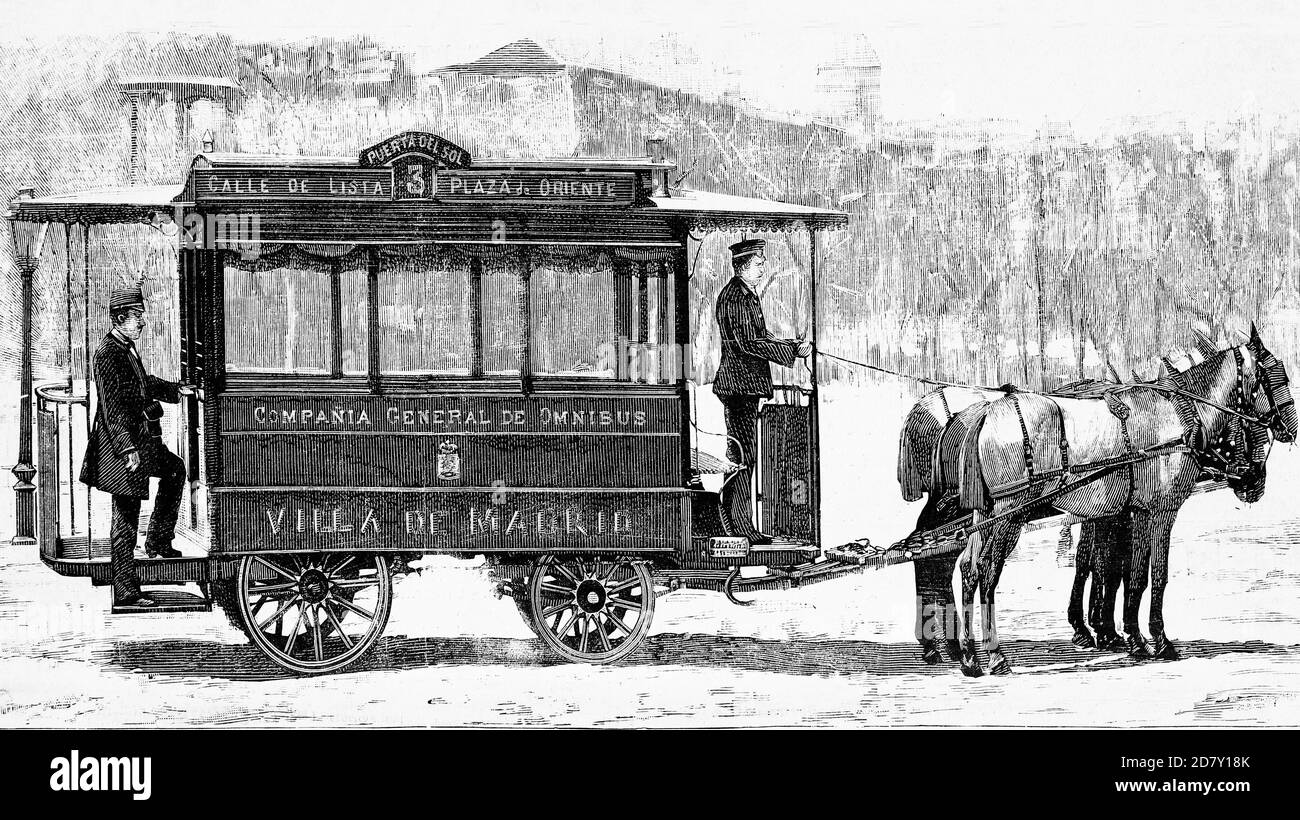 Madrid, model of the carriages of the new Rippert bus line, inaugurated ...