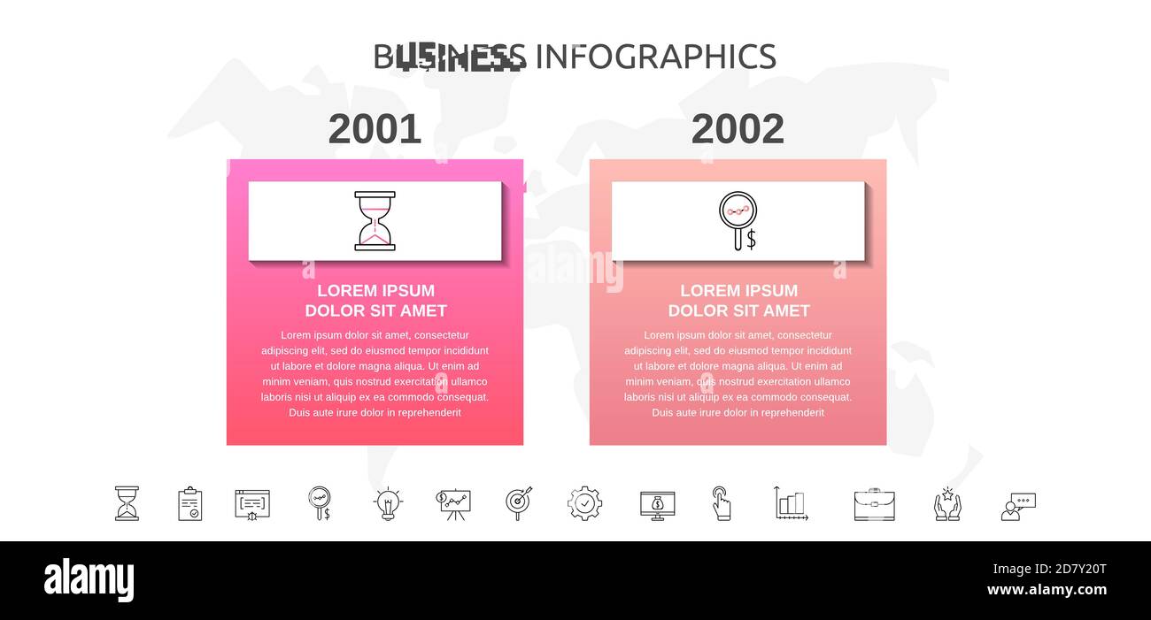 Vector Infographic rectangles with 2 steps. Square template can be used ...