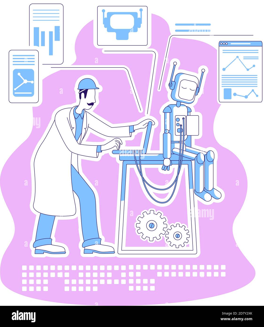 Electronics engineer thin line concept vector illustration Stock Vector ...
