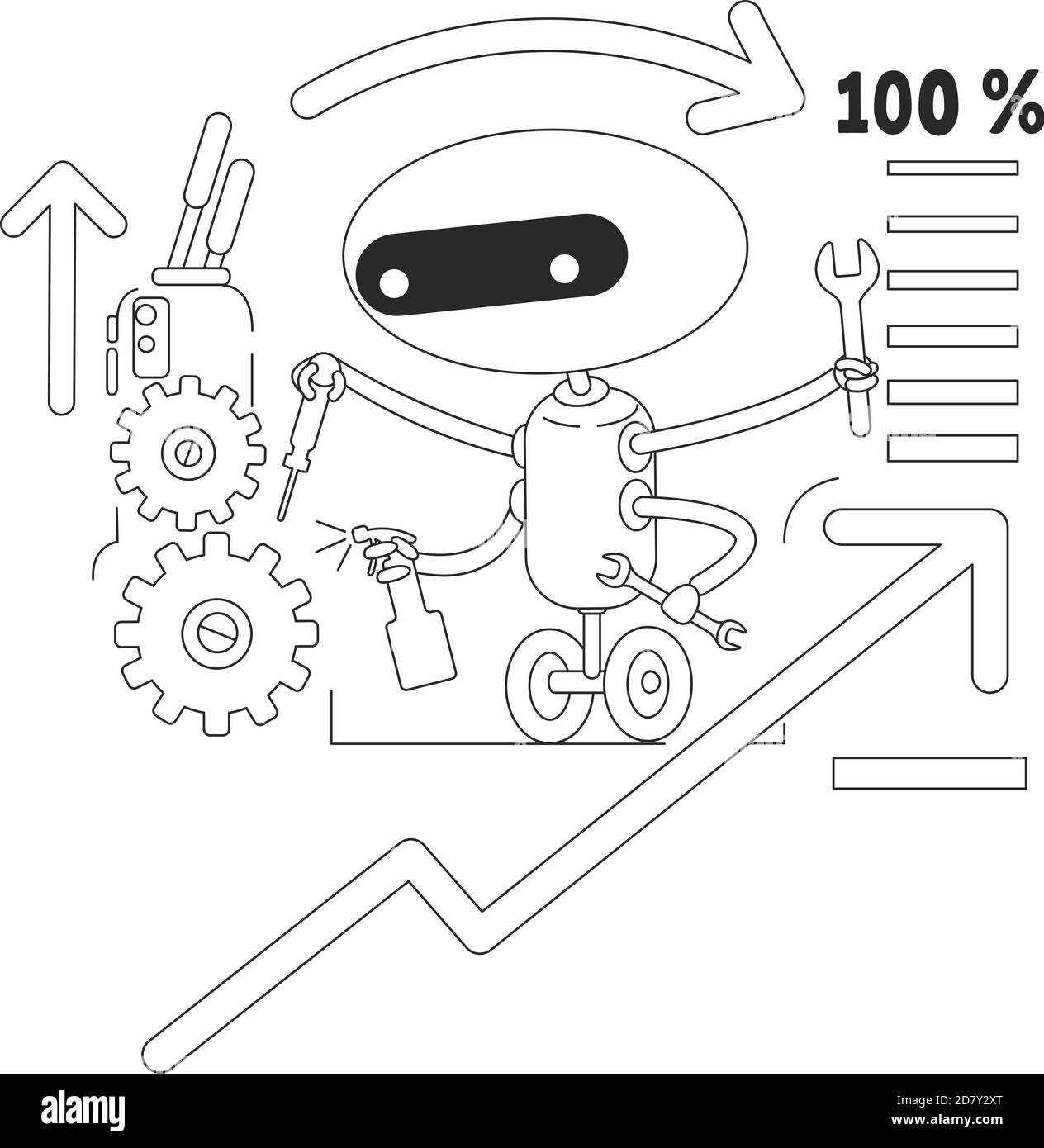 Optimization bot thin line concept vector illustration Stock Vector ...