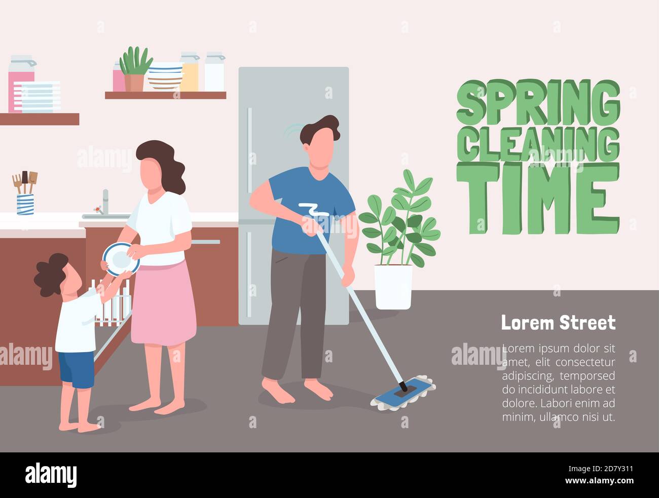 Spring cleaning time poster flat vector template Stock Vector Image ...