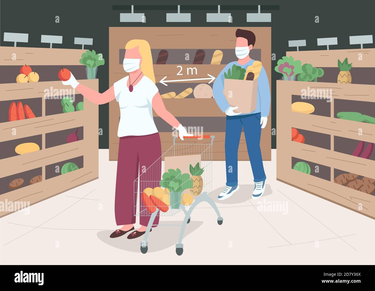 Quarantine measures flat color vector illustration Stock Vector Image ...