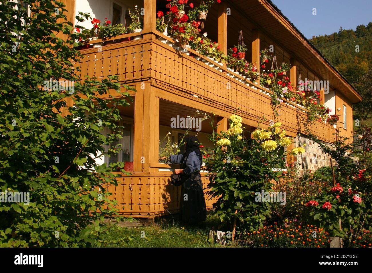 Lepsa Monastery (Mănăstirea Lepșa) in Vrancea County, Romania. The nun ...